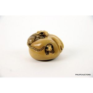 Rat Duo with Sack Netsuke - Netsuke - Oriental