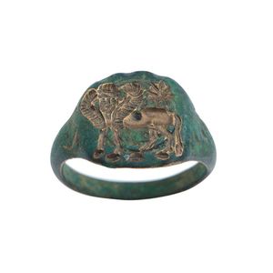Neo-Assyrian Winged Horse Bronze Signet Ring - Rings - Jewellery