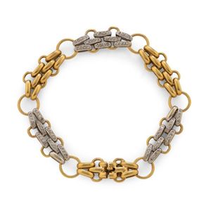 Gold and Diamond Gate Link Bracelet in Two Tone 18ct - Bracelets ...