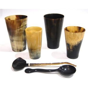 Antique cow / bovine horn cups and beakers - price guide and values