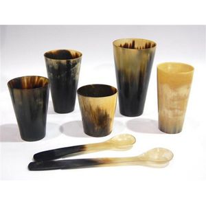 Antique cow / bovine horn cups and beakers - price guide and values