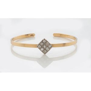 Diamond Square Bangle in 9ct Gold, 9.7gms - Bracelets/Bangles - Jewellery