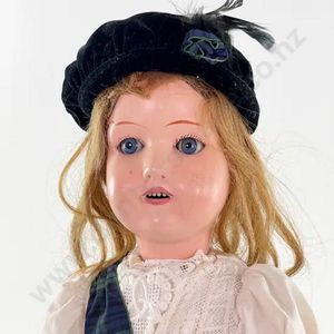 German Composition Doll Pair: Blue Eyes, Brown Hair, Jointed Bodies ...