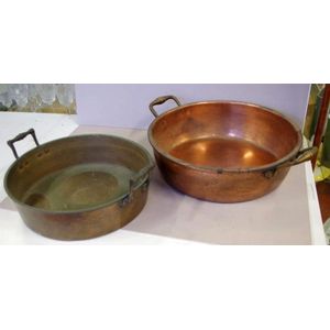 Vintage Copper Jam Pans - Large Pair (53cm) - Copper - Metalware