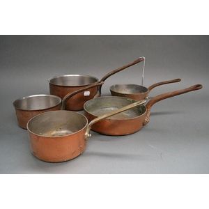 French Copper Saucepan Set - 5 Pieces - Copper - Metalware