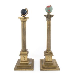 Masonic Miniature Globes and Candlestick Stands - Candelabra ...