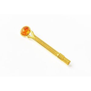 Gold Plated Amber Tie Pin with Cabochon Stone - Stick, Hat & Tie Pins ...