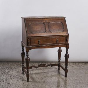 Oak Fall Front Bureau with Drawer and Compartments - Desks ...