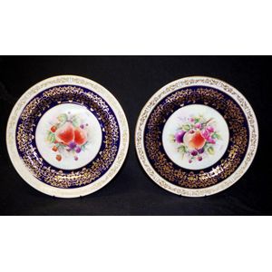 Hammersley Fruit Plates with Gilt Border and Signature - Zother - 20th ...