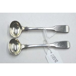 Pair of Sterling Silver Fiddle Pattern Salt Spoons, 10cm - Condiment ...