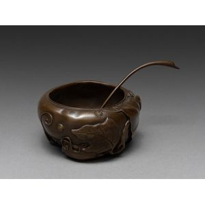 Chinese Bronze Water Dropper and Goose Spoon - Zother - Oriental