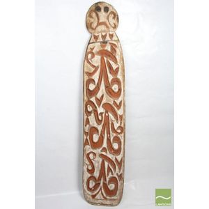 Carved Wood Tribal Shield with Natural Pigments - New Guinean - Tribal