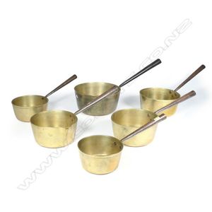 Victorian Brass Cooking Pots with Tapered Handles - Copper - Metalware