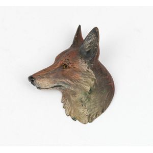 Antique Austrian Cold Painted Bronze Fox Head Wall Plaque - Zother incl ...