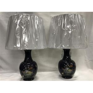 Cobalt Blue Floral Table Lamps with Shades - 61cm Height - Lamps ...