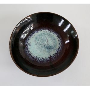 Red Volcanic Bowl with Multiple Glaze Effects - Castle, Len - Ceramics