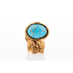 YSL Cabochon Turquoise Cocktail Ring, Size 7 - Rings - Jewellery