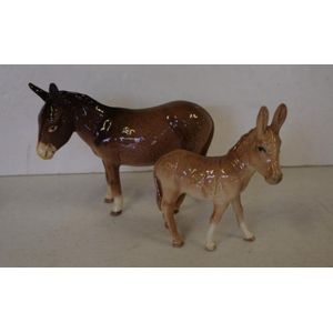 Beswick Donkey Pair - 11cm High - Beswick - Ceramics