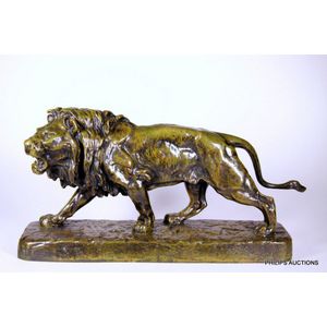 Patinated bronze lion sculpture by Louis Vidal - Animals & Birds ...
