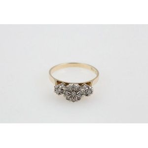 9ct Diamond Triple Cluster Ring with Raised Platform Setting - Rings ...