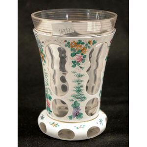 Floral Bohemian Glass Vase, 12cm Height - European - Glass