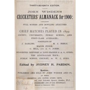 1900 Wisden Cricket Almanack with Five Cricketers of the Year ...