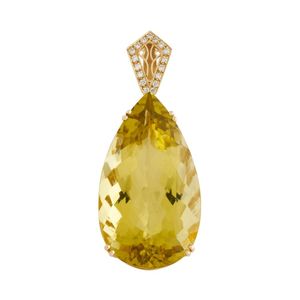 Hubert Lemon Quartz and Diamond Pendant with 14ct Gold - Pendants ...