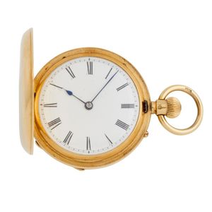 1890 18ct Gold Hunting Cased Pocket Watch with Heraldic Shield ...