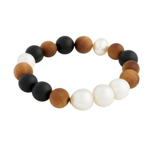 Paspaley 18ct Gold South Sea Pearl Onyx Bracelet 175mm - Bracelets ...