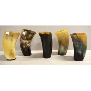 Antique cow / bovine horn cups and beakers - price guide and values
