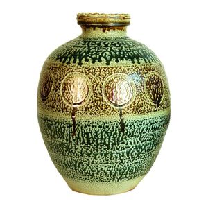 Salt Glazed Floor Pot with Encircling Circle Forms - New Zealand ...