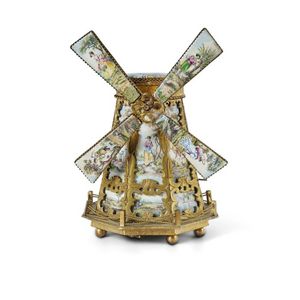 Enamelled Austrian Windmill Music Box with Gilt Bronze Details ...