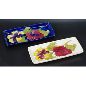 Walter Moorcroft Hibiscus Rectangular Dishes (Pair) - Moorcroft - Ceramics