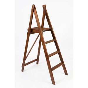 Vintage Oak Library Ladder - 4 Steps, A-Frame Design - Zother Furniture ...