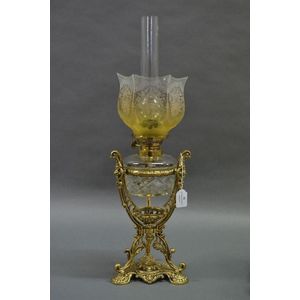 Antique Crystal Oil Lamp with Brass Frame - Lamps - Kerosene, oil and ...