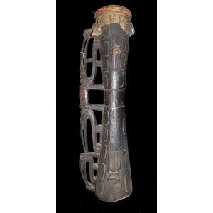 New Guinea tribal artefacts, drums - price guide and values