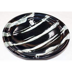 Mashiko Plate: Nuka Glaze on Black Ground - Ceramics - Japanese - Oriental