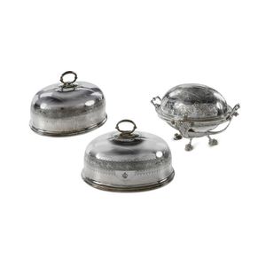 Pair of Graduated Silver Plated Meat Covers with Serving Dish - Zother ...
