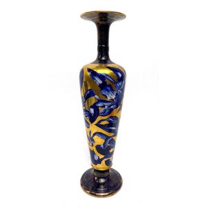 Phoenix Ware England Blue & Gilt Iris Vase - Zother - 20th Century ...