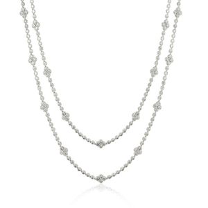 18ct White Gold Diamond Opera Length Necklace with Quatrefoils ...