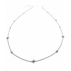 18ct White Gold Diamond Opera Chain with 19 Sparkling Gems - Necklace ...