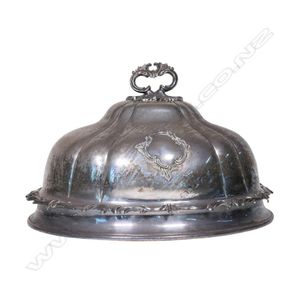 Victorian Silver Plate Food Cover with Decorative Rim - Zother - Silver ...
