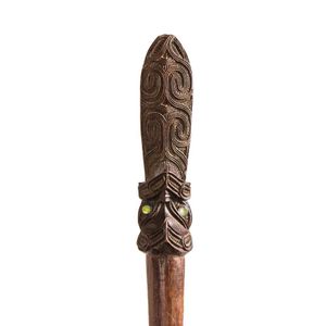 New Zealand Maori artefacts taiaha (fighting stick), kakauroa (staff ...