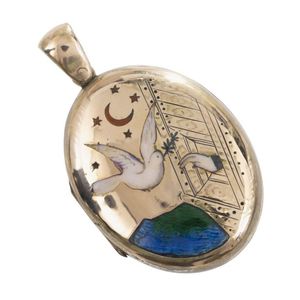Victorian Enamel Dove of Peace Locket in 18ct Gold - Pendants/Lockets ...