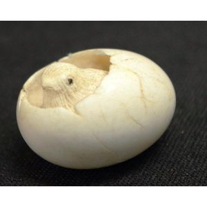 Japanese Ivory Hatching Chicken Egg Carving - Ivory - Oriental