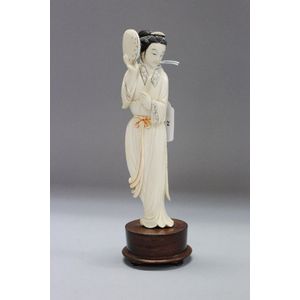 Oriental Ivory Dancer with Drum and Stick - Ivory - Oriental