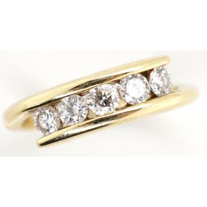 375 Gold and Diamond Ring with Channel Set Stones - Rings - Jewellery