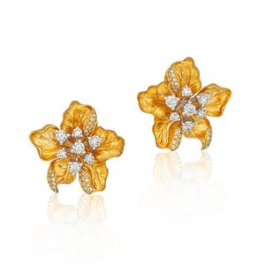 18ct Gold Diamond Flower Earrings with 0.86ct Diamonds - Earrings ...