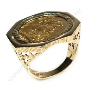1895 Melbourne Mint Gold Sovereign Ring with Octagonal Mount - Rings ...