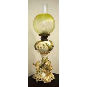 Victorian Botanical Oil Lamp with Duplex Burner - Lamps - Kerosene, oil ...